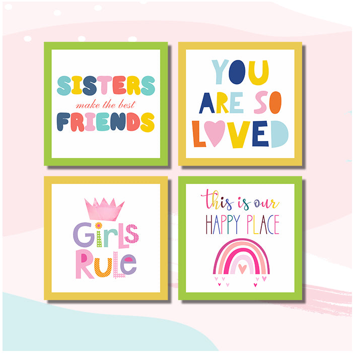 Girls Rule Wall Art (Set of 4) – Babble Wrap